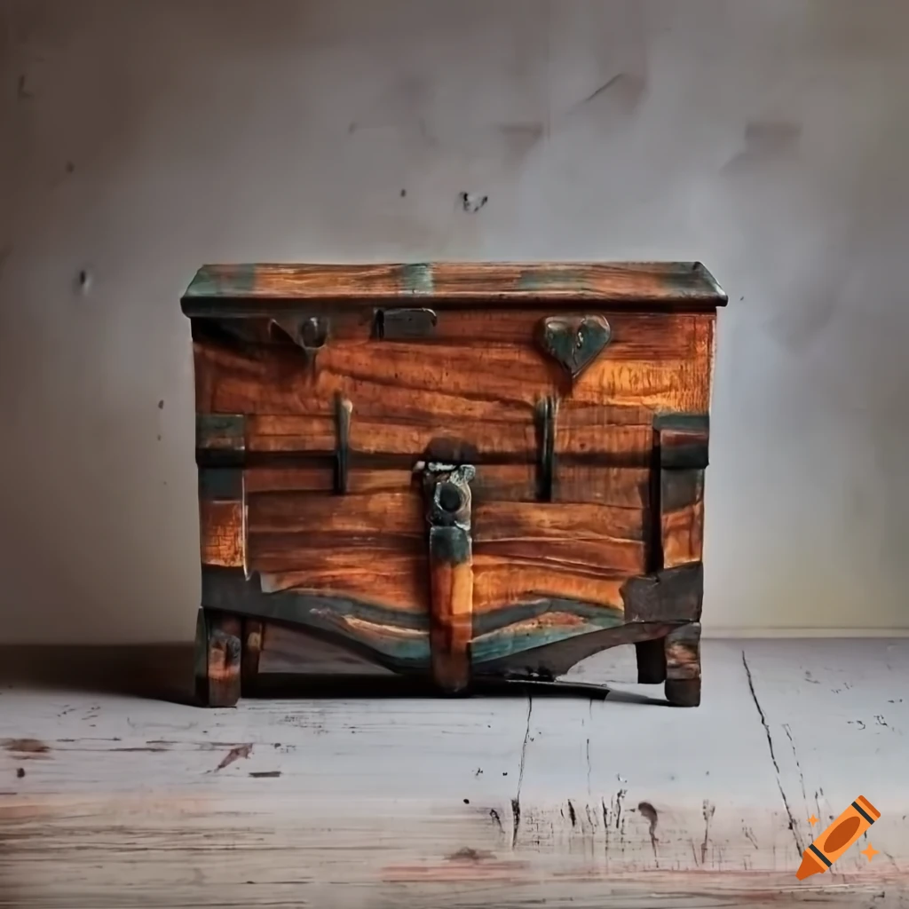 Stunning Vintage Storage Chest With Scytho Siberian Folk Art Design On