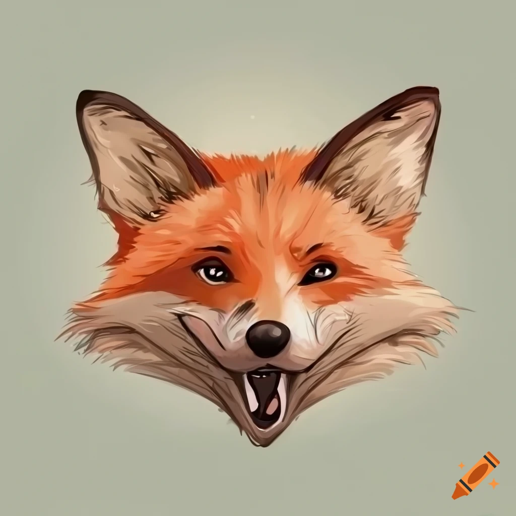 Cartoon drawing of a cunning fox face with detailed features on Craiyon