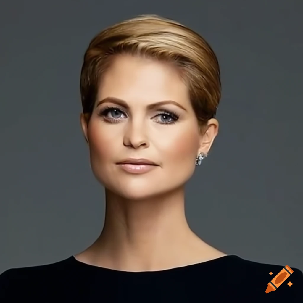 Princess madeleine with a dramatic pixie cut hairstyle on Craiyon