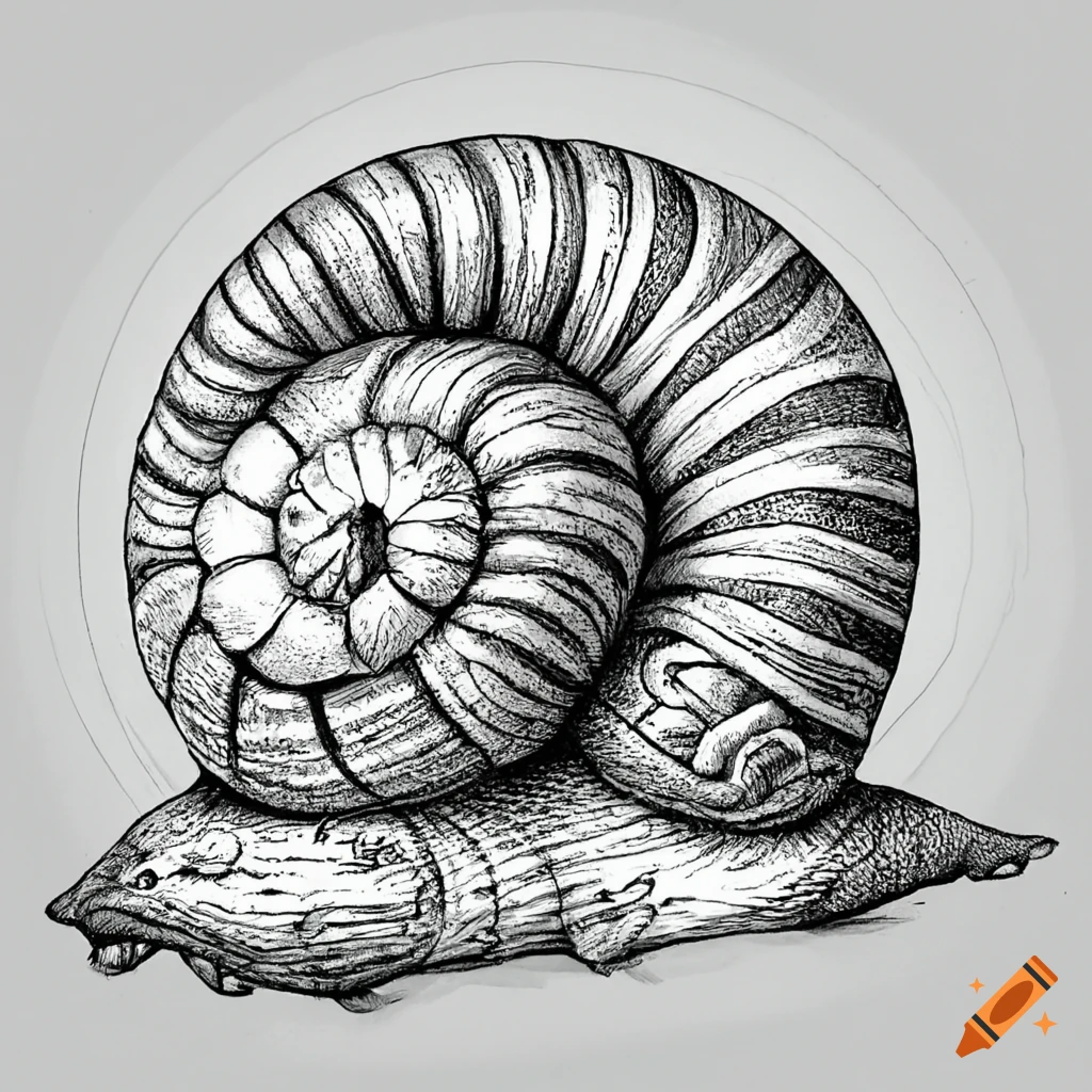 Slug in black and white medieval style drawing on Craiyon