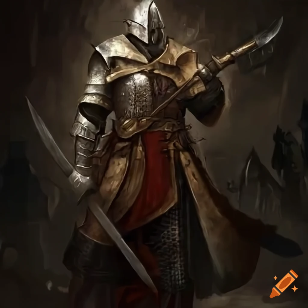 Heroic warrior in battle-axe victory pose with tarnished armor on Craiyon