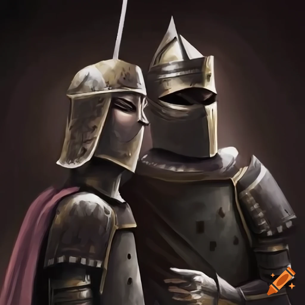 Two knights accidentally colliding in a medieval setting on Craiyon