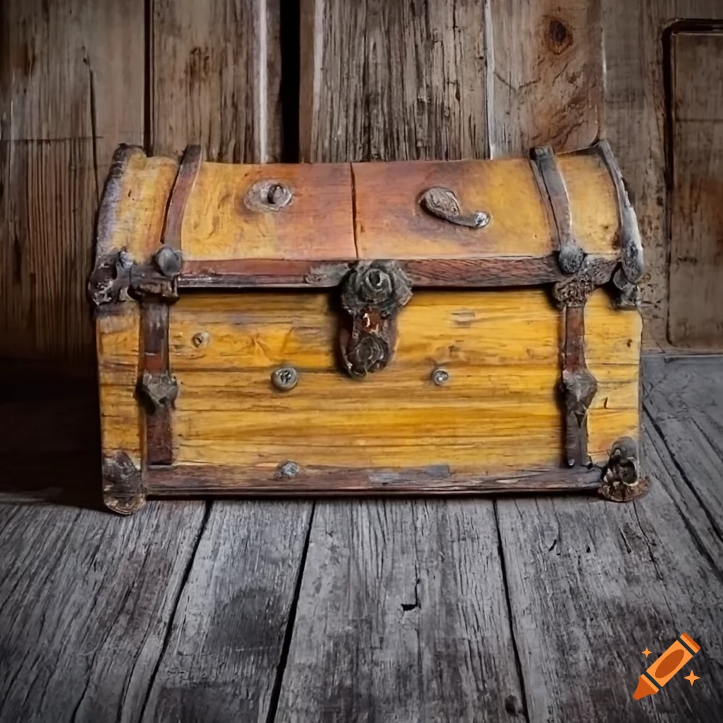 Stunning vintage yellow chest with rustic antique design on Craiyon