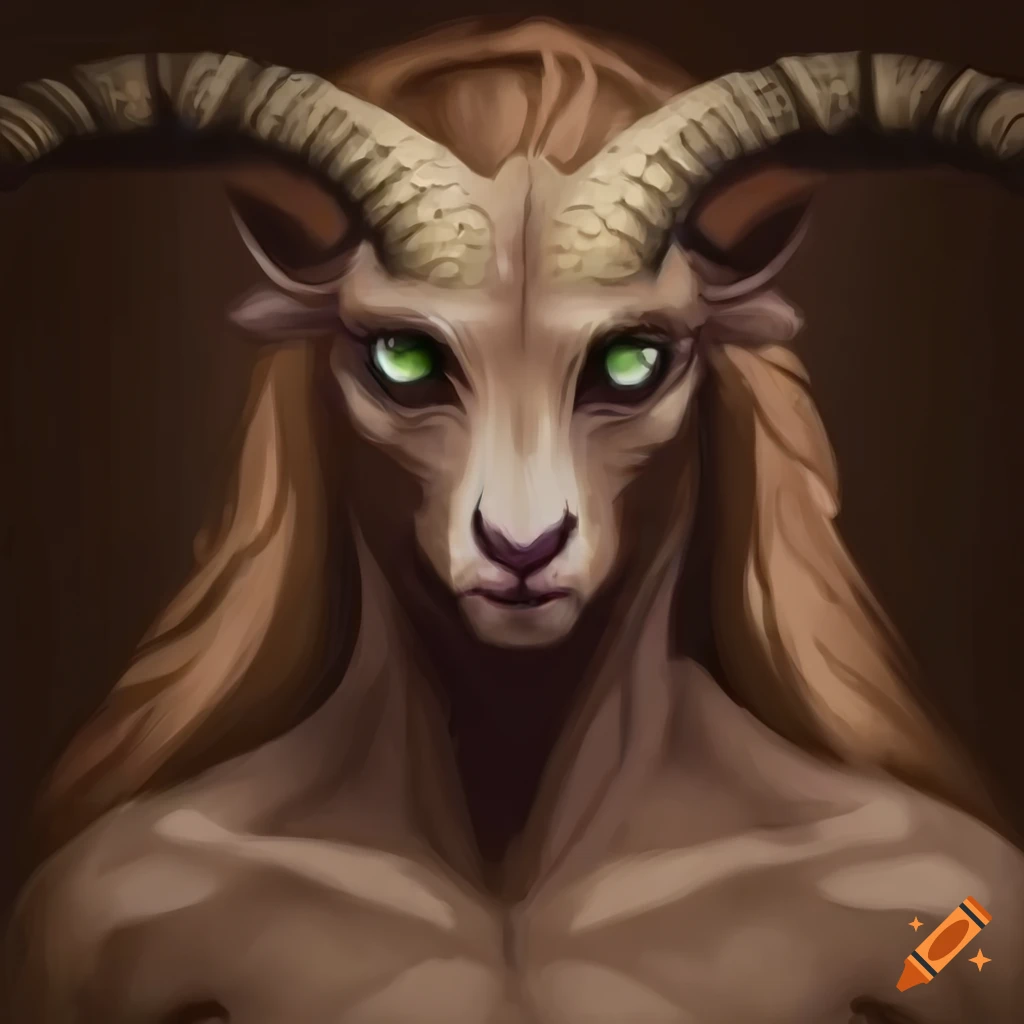 Portrait of a mythical male creature with goat head in a swamp on Craiyon