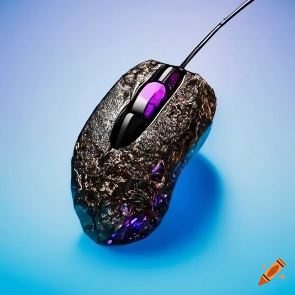 Unique computer mouse crafted from meteorite and precious jewel on Craiyon
