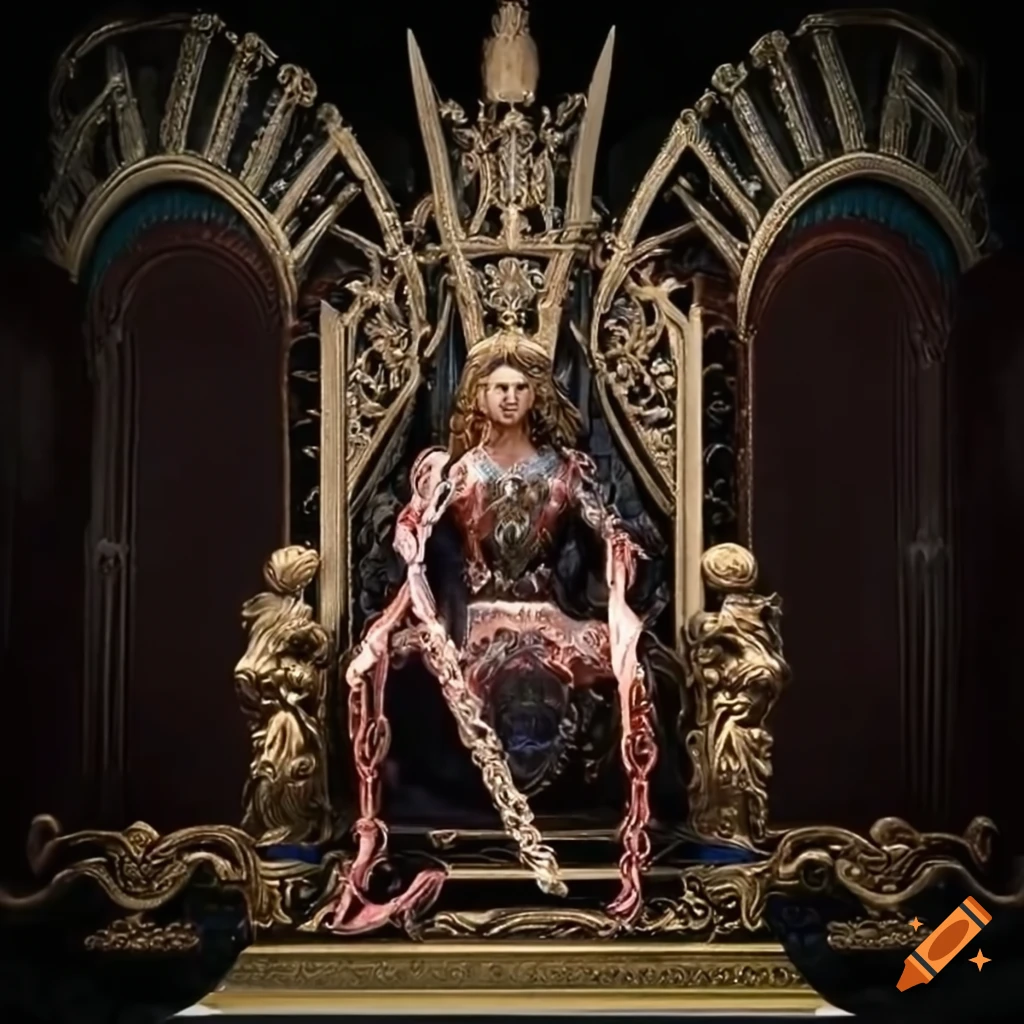 Ruler seated proudly on an iron chain and velvet cushion throne on Craiyon