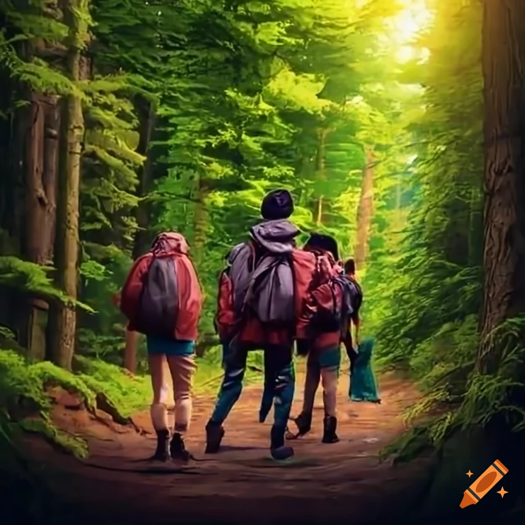 Group of young adventurers exploring the forest for treasure on Craiyon