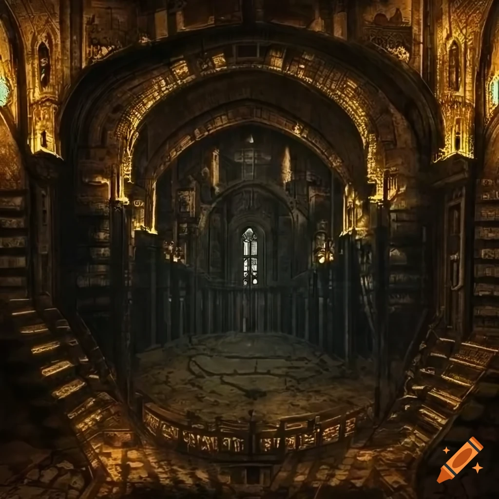 Elaborate Gothic underground map with labyrinthine realms on Craiyon