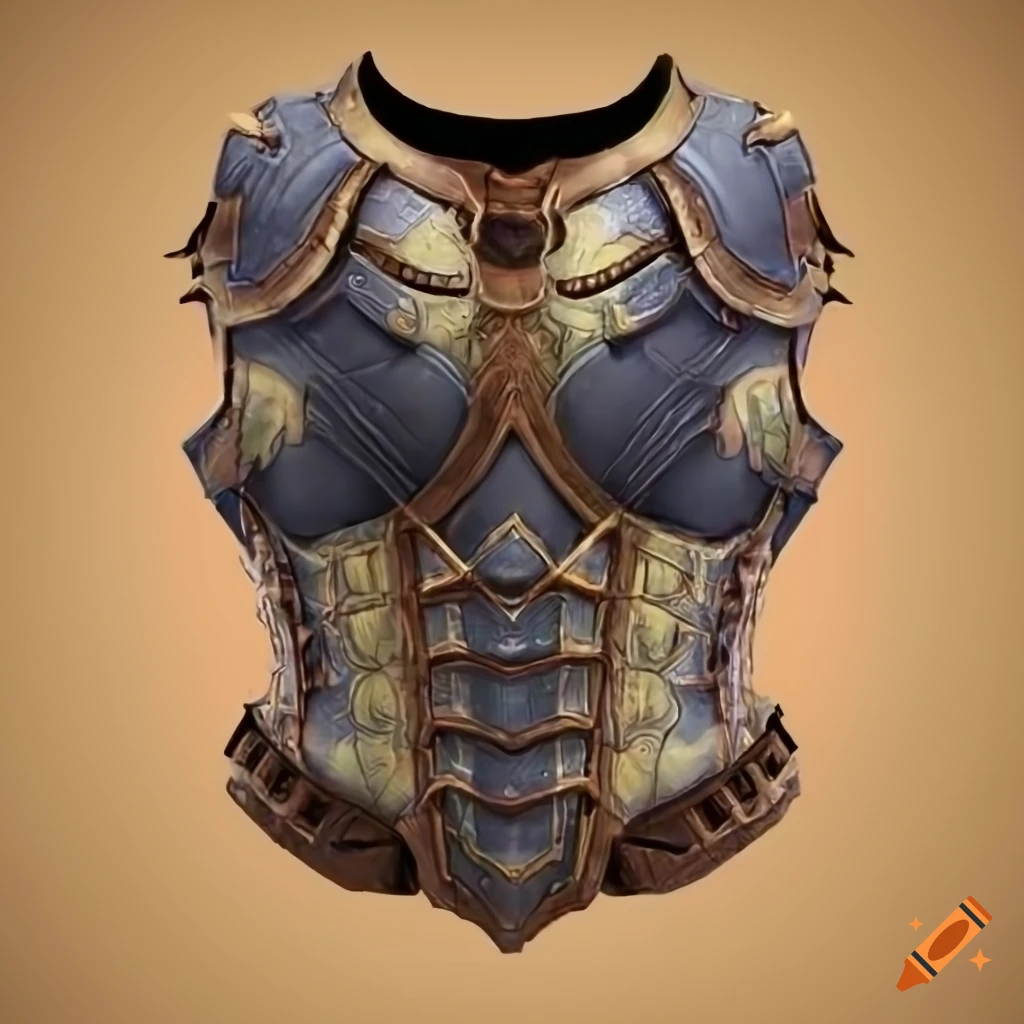 Magic heavy body armor with adornments, front view and vertical ...