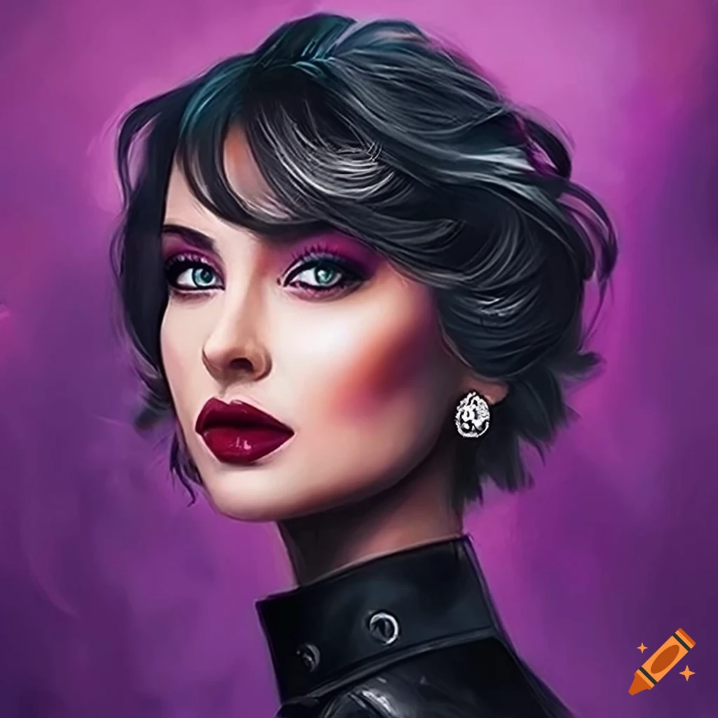 Highly detailed 8k realism portrait with black wavy hair and ornate ...