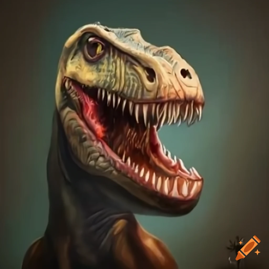 Tyrannosaurus rex scientist wearing boxing gloves working in a lab on ...