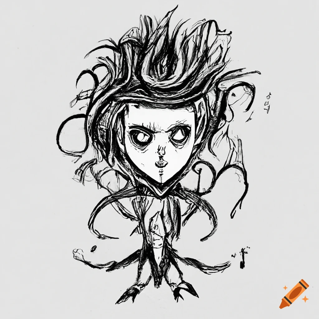 Simple ink drawing in Alex Grey style with a Junji Ito influence on Craiyon