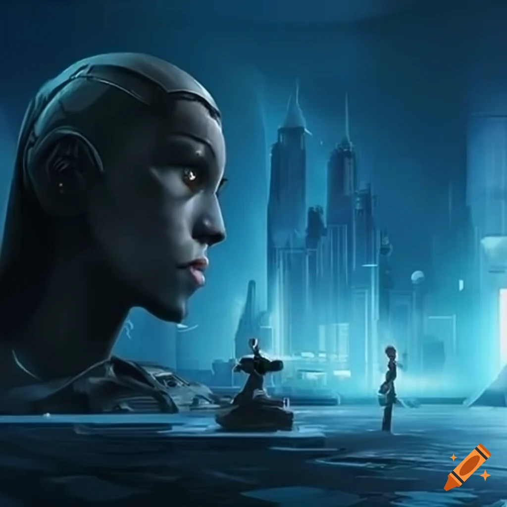 Futuristic multimedia library in high definition sci-fi scene on Craiyon