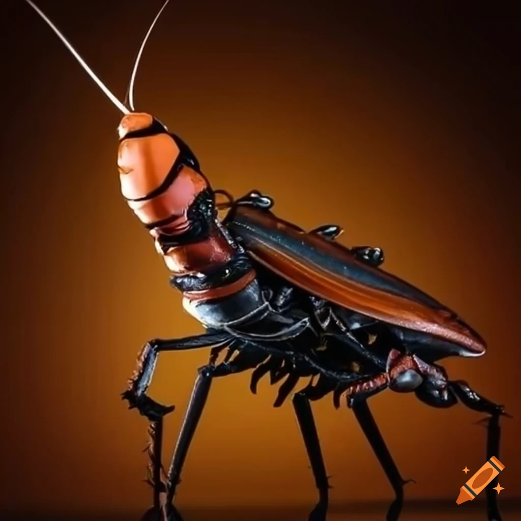 Mechanical cockroach robot with wings and scorpion-like tail on Craiyon