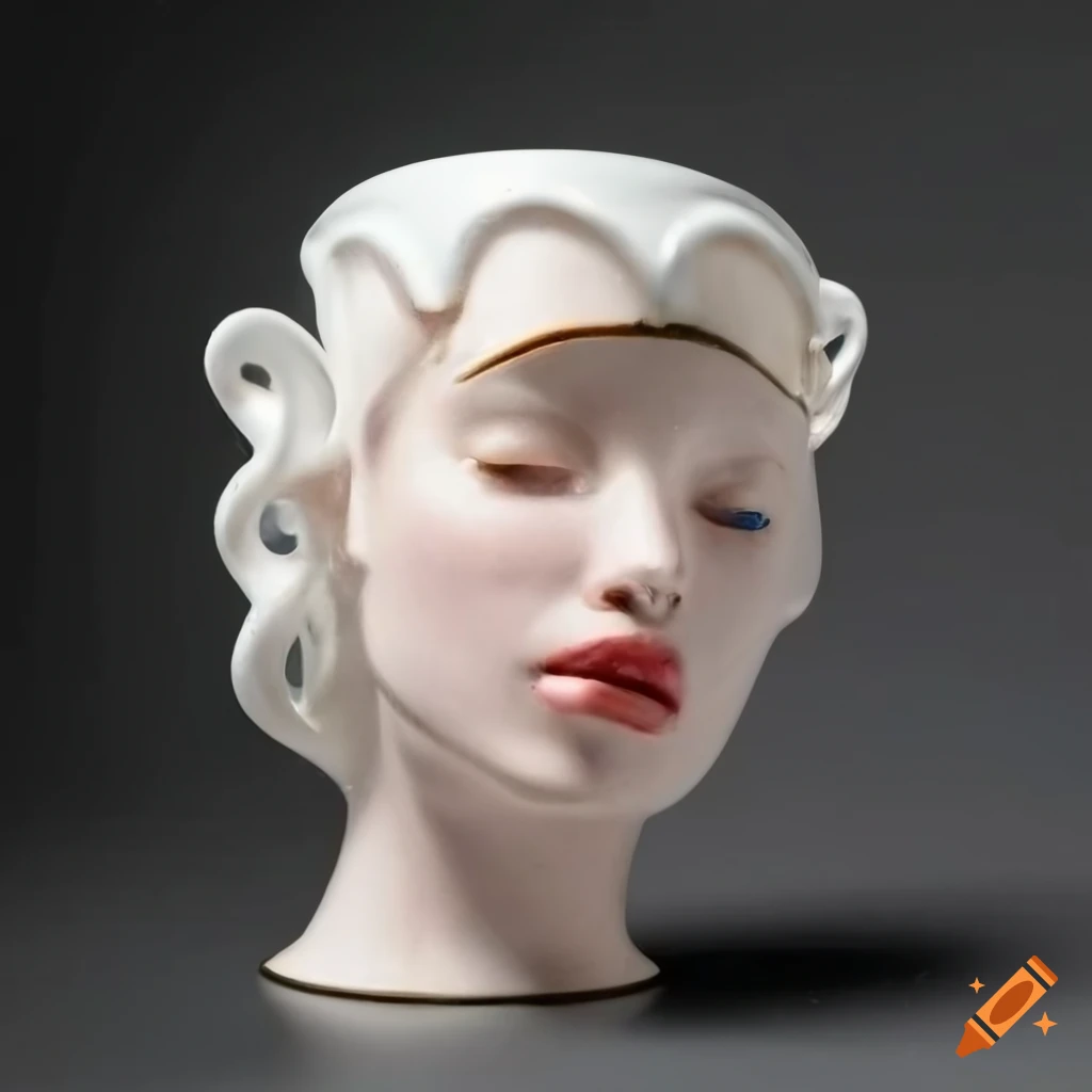 Porcelain cup shaped like a woman's head on Craiyon