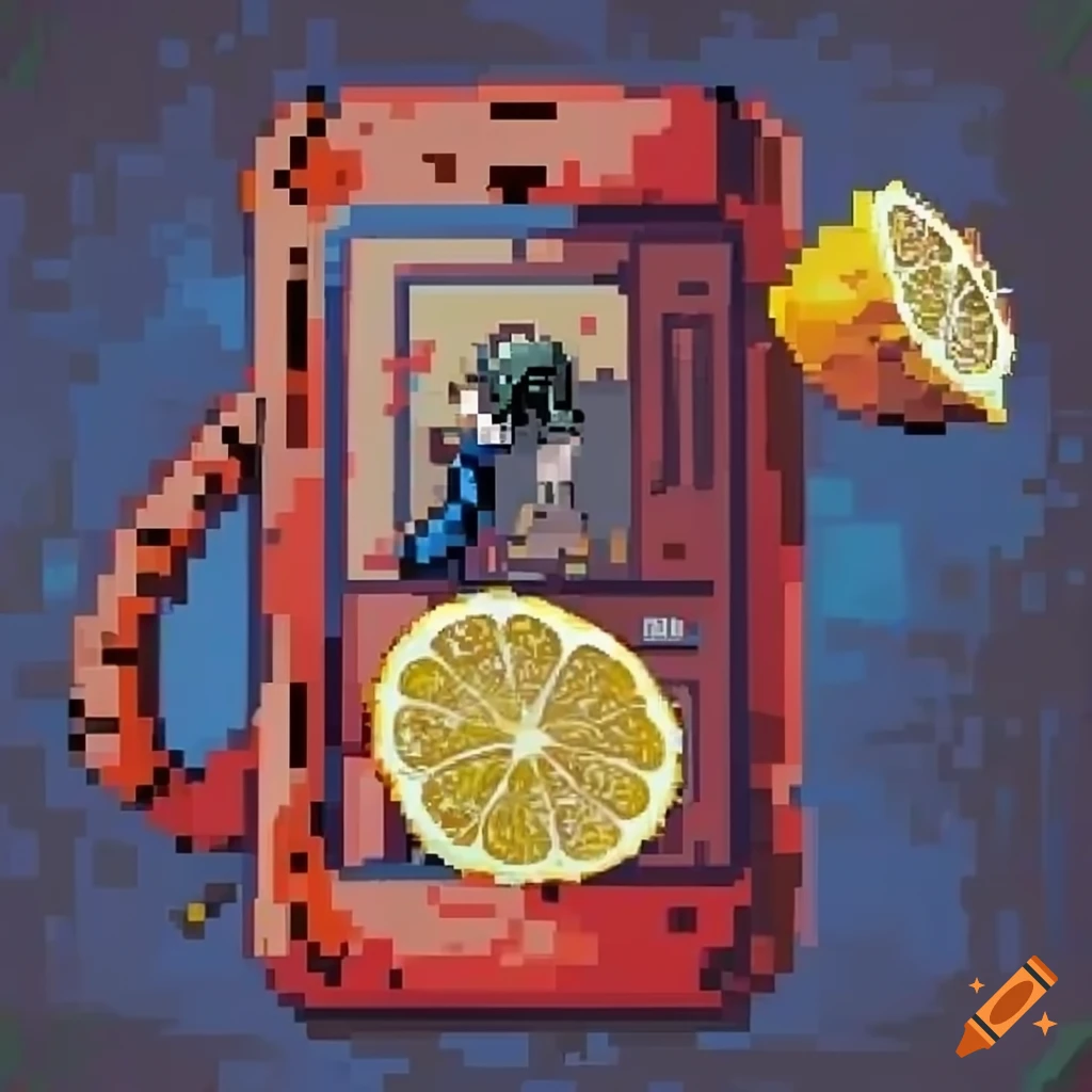 Hobbes texting on a red phone with candies and a doctor pepper in neo ...