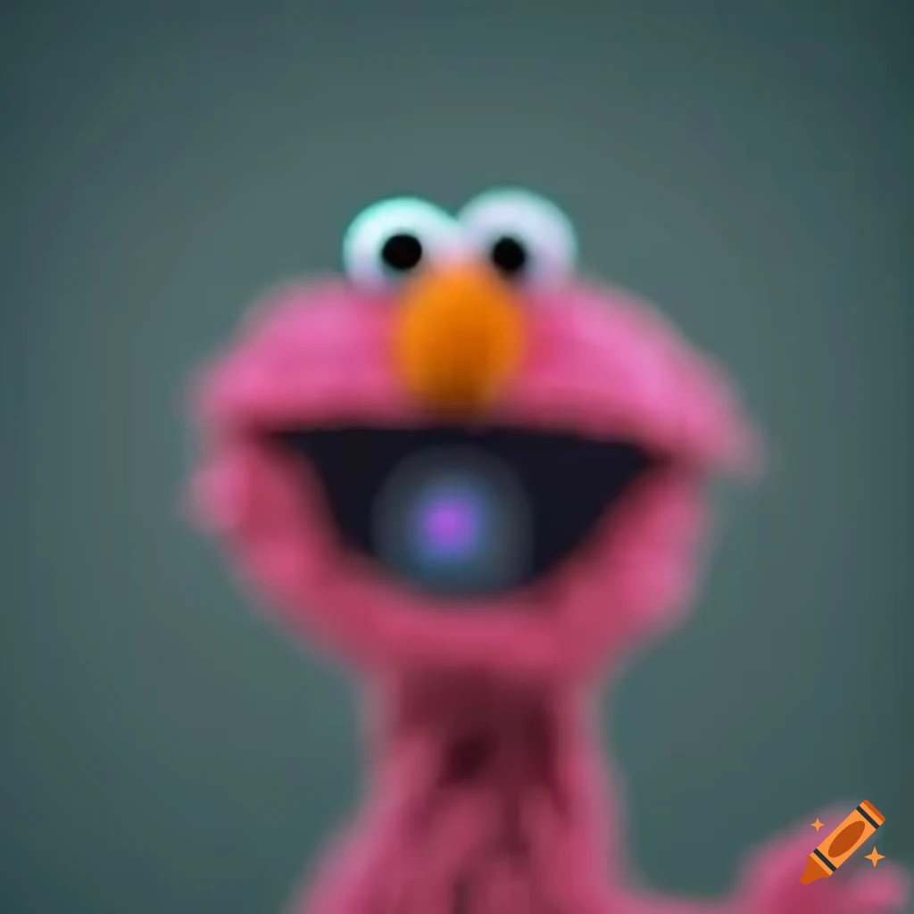 Elmo from Sesame Street emerging from a vintage CCTV camera with ...