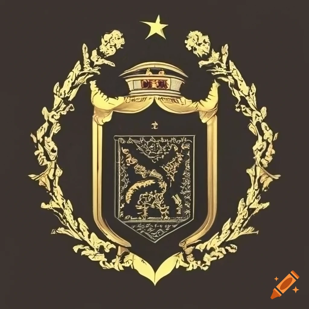 Military logo inspired by norwegian coat of arms on shield in gold ...