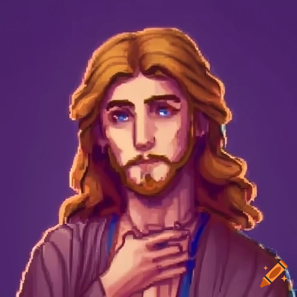 Character resembling jesus in stardew valley game on Craiyon