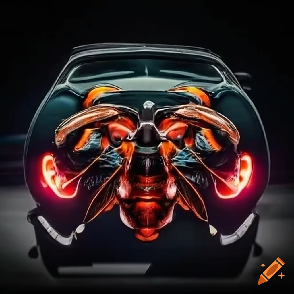 Wild cicada decal on a muscle car on Craiyon