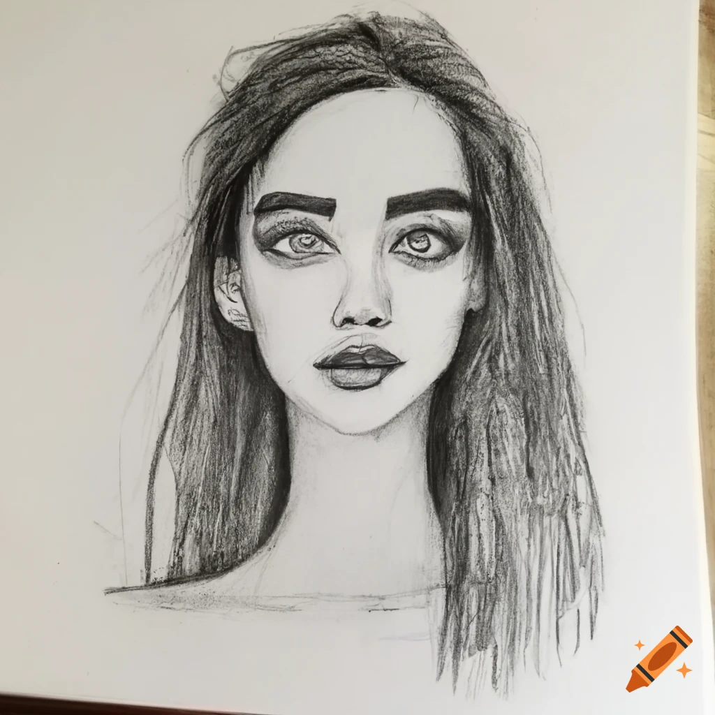 Portrait of a woman in outsider art style on Craiyon