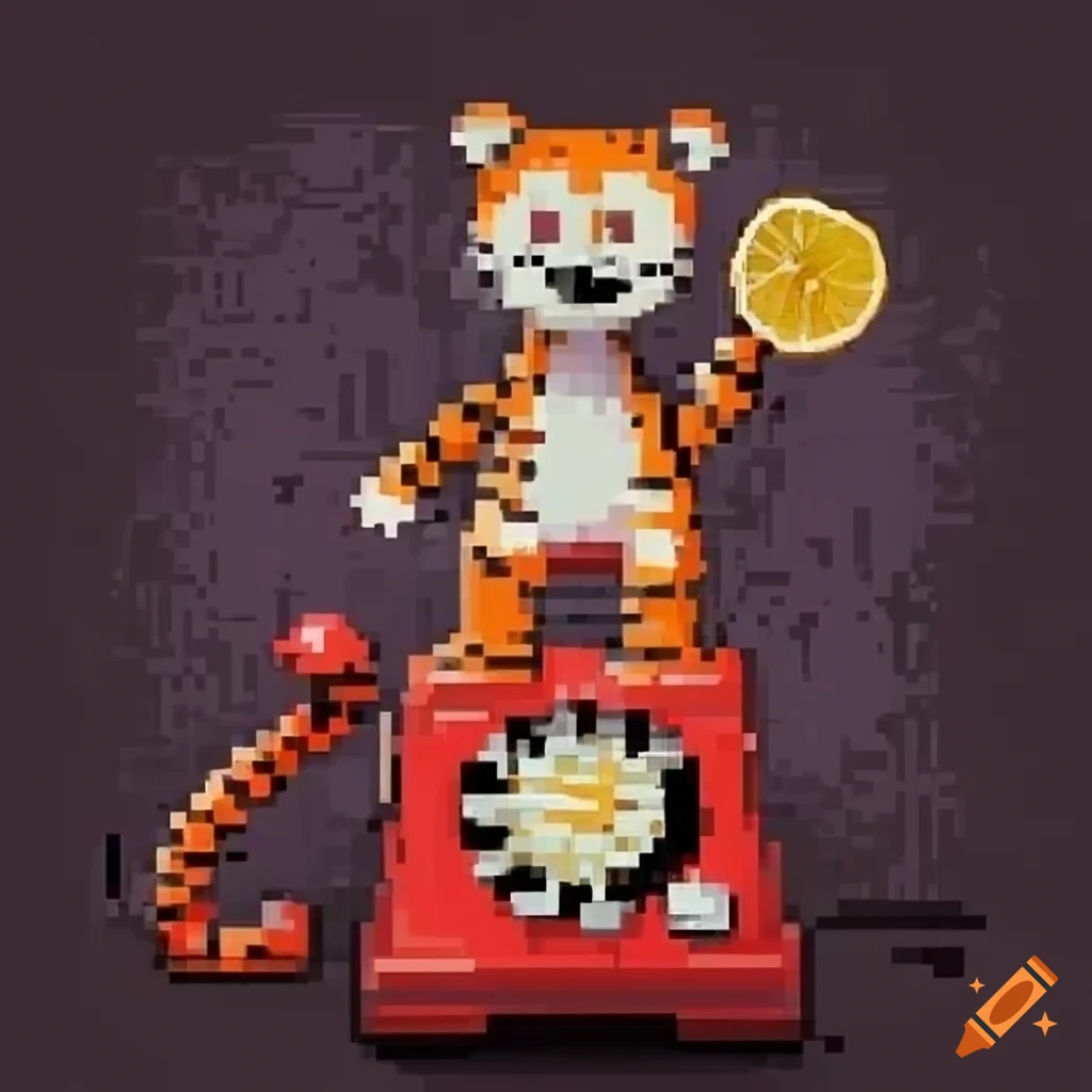 Hobbes texting on a red phone with candies and a Doctor Pepper in neo ...