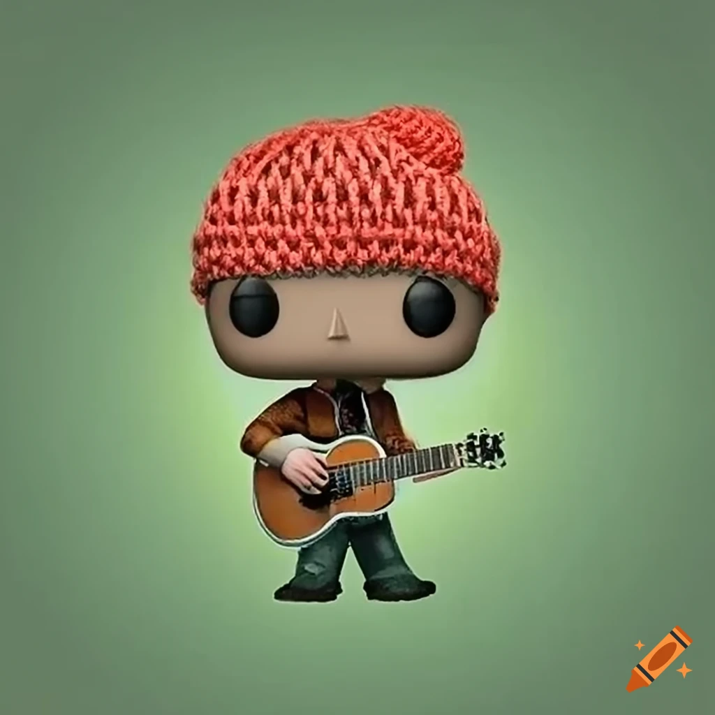Funko Pop character with knitted strawberry beanie on Craiyon