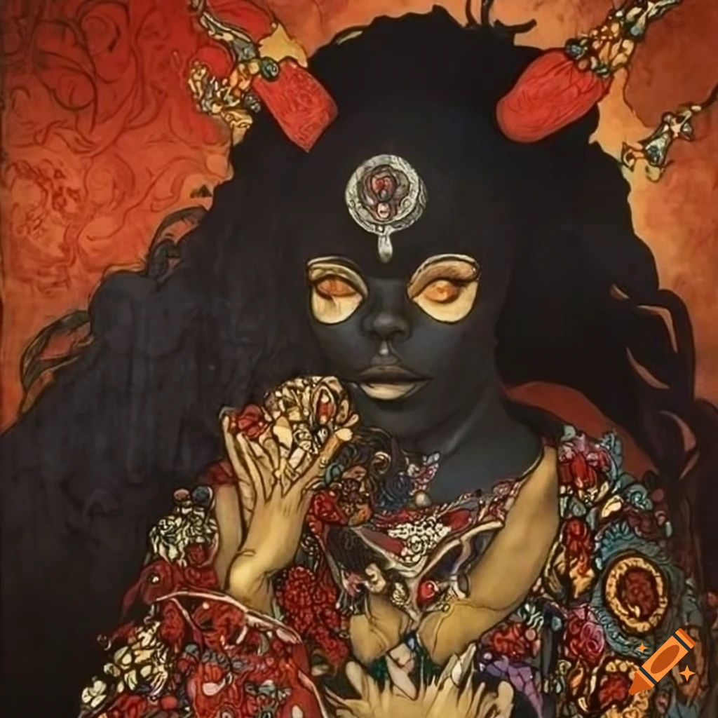 Intricately painted portrait of a powerful black ancestral spirit on ...