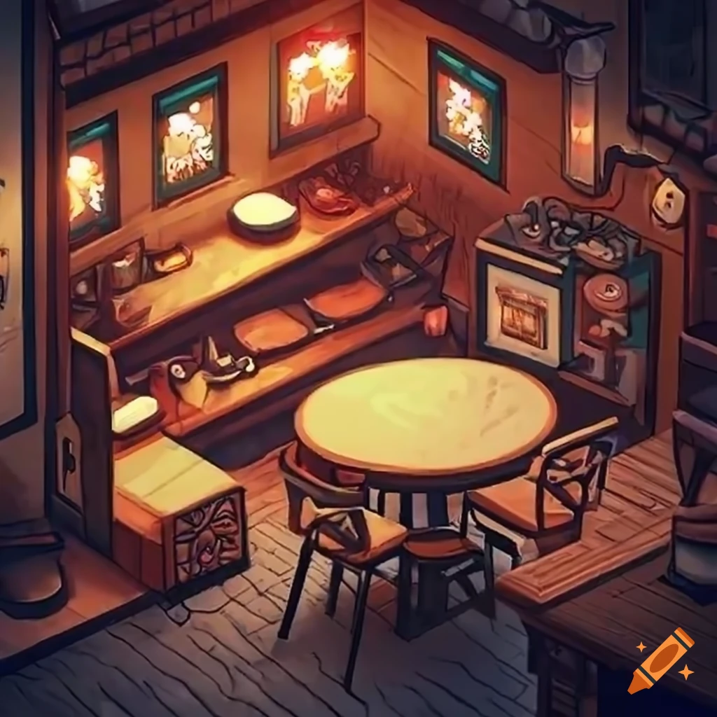 Cozy cafe map for video game on Craiyon