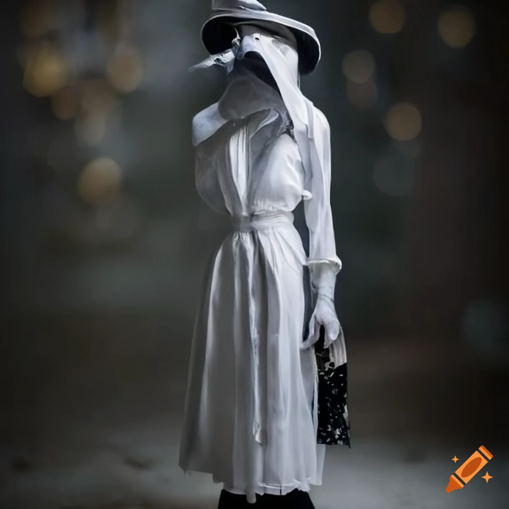 White plague doctor full body costume on Craiyon