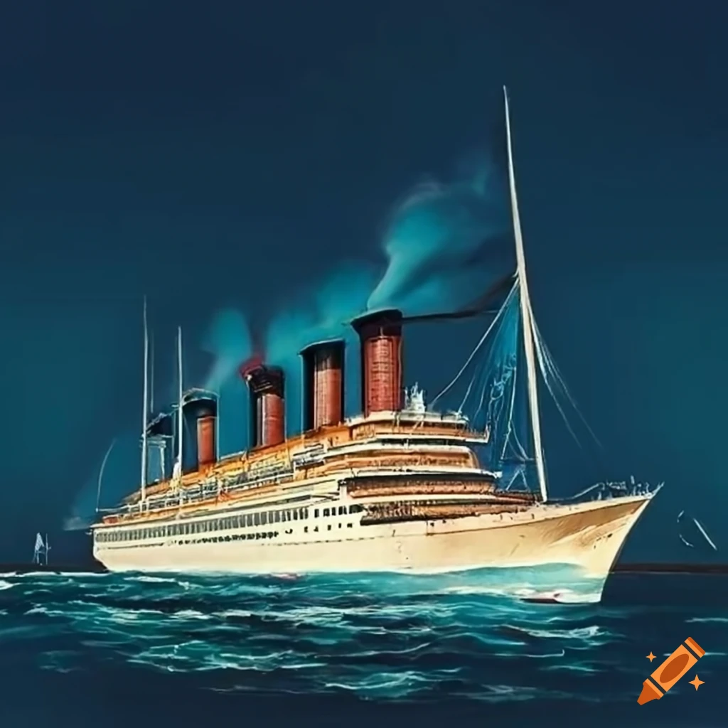 Elegant and extravagant 1930s cruise ship advertising artwork on Craiyon