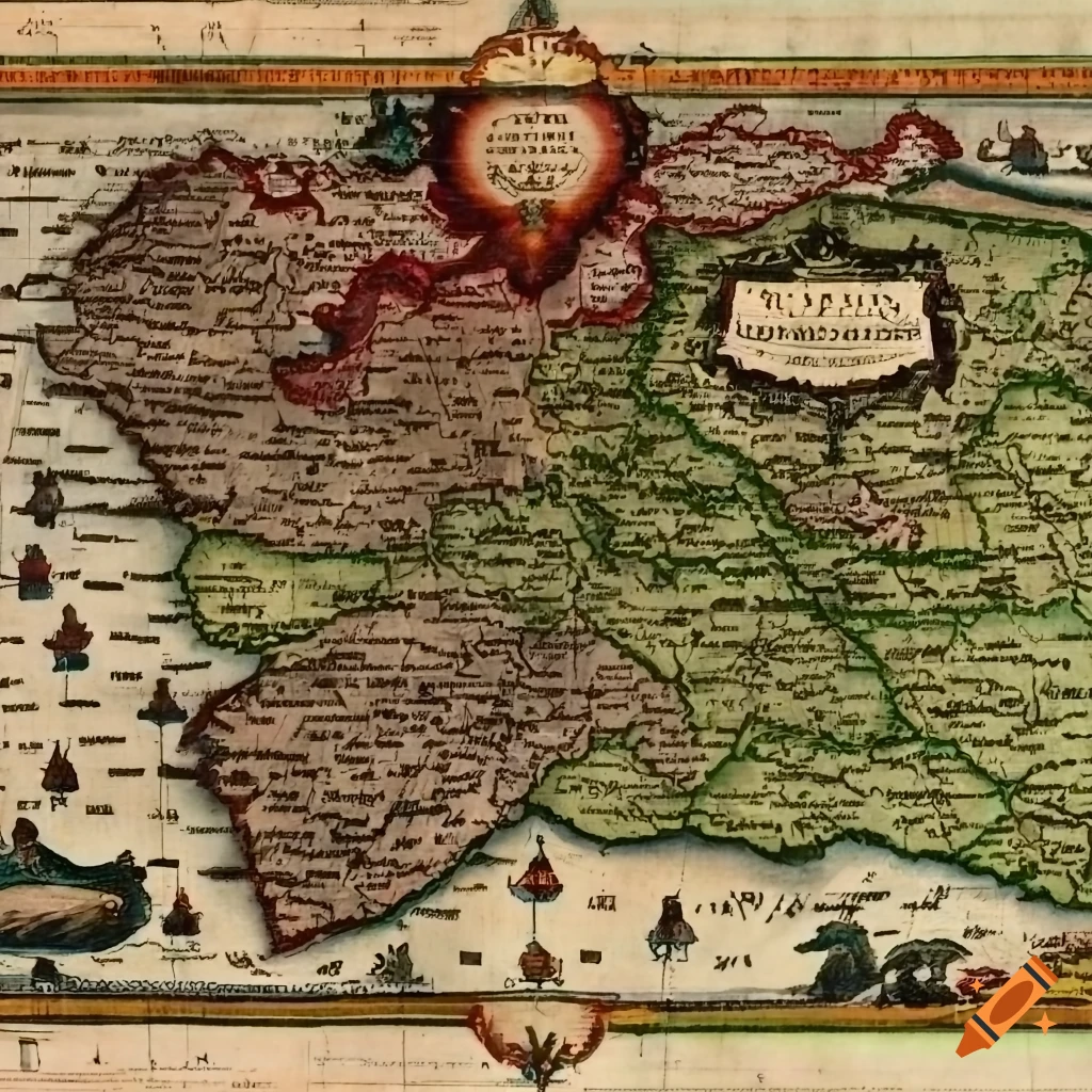 Map of a medieval fantasy world depicting the empires of light and ...