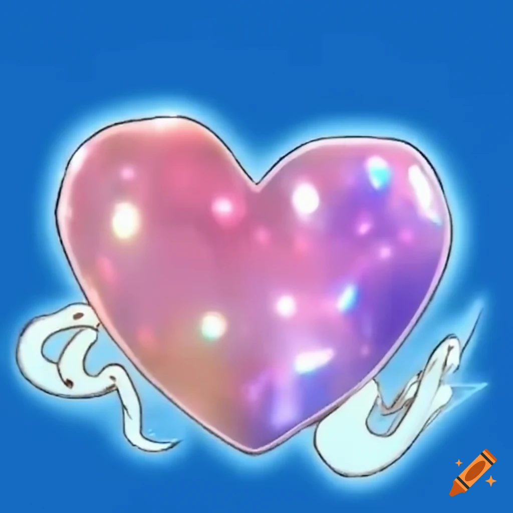 Shiny 3D heart with anime style and Japanese text on Craiyon