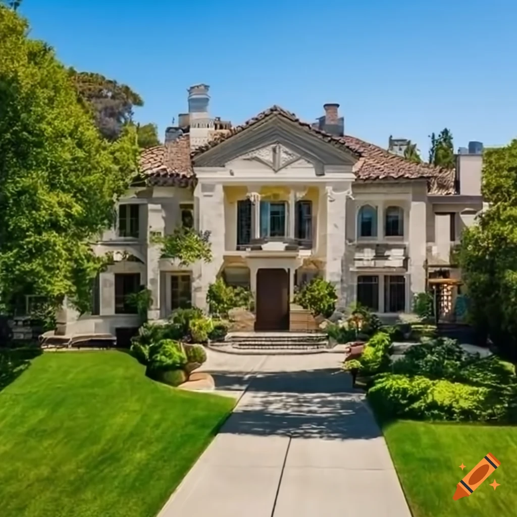 Luxurious California mansion in upper-class suburban neighborhood ...