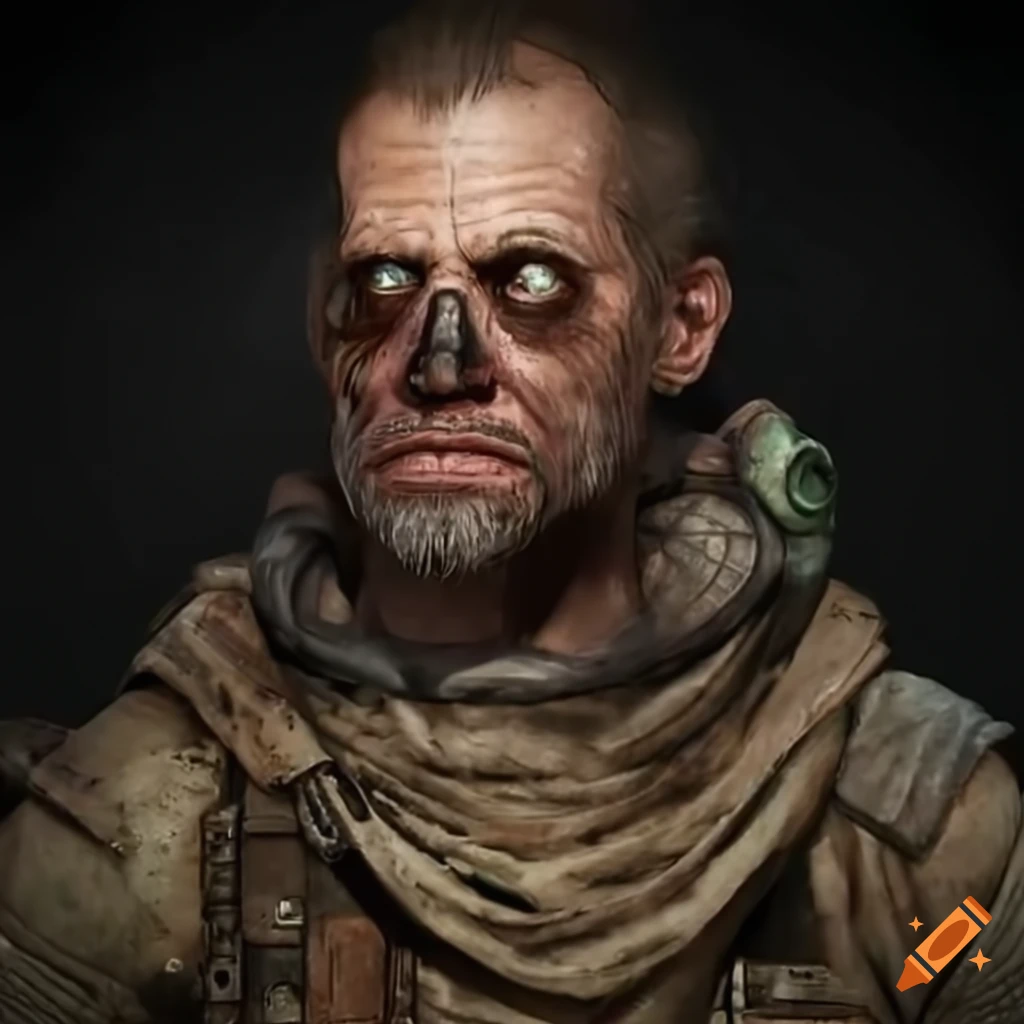 Realistic portrait of post-apocalyptic raider character from fallout ...