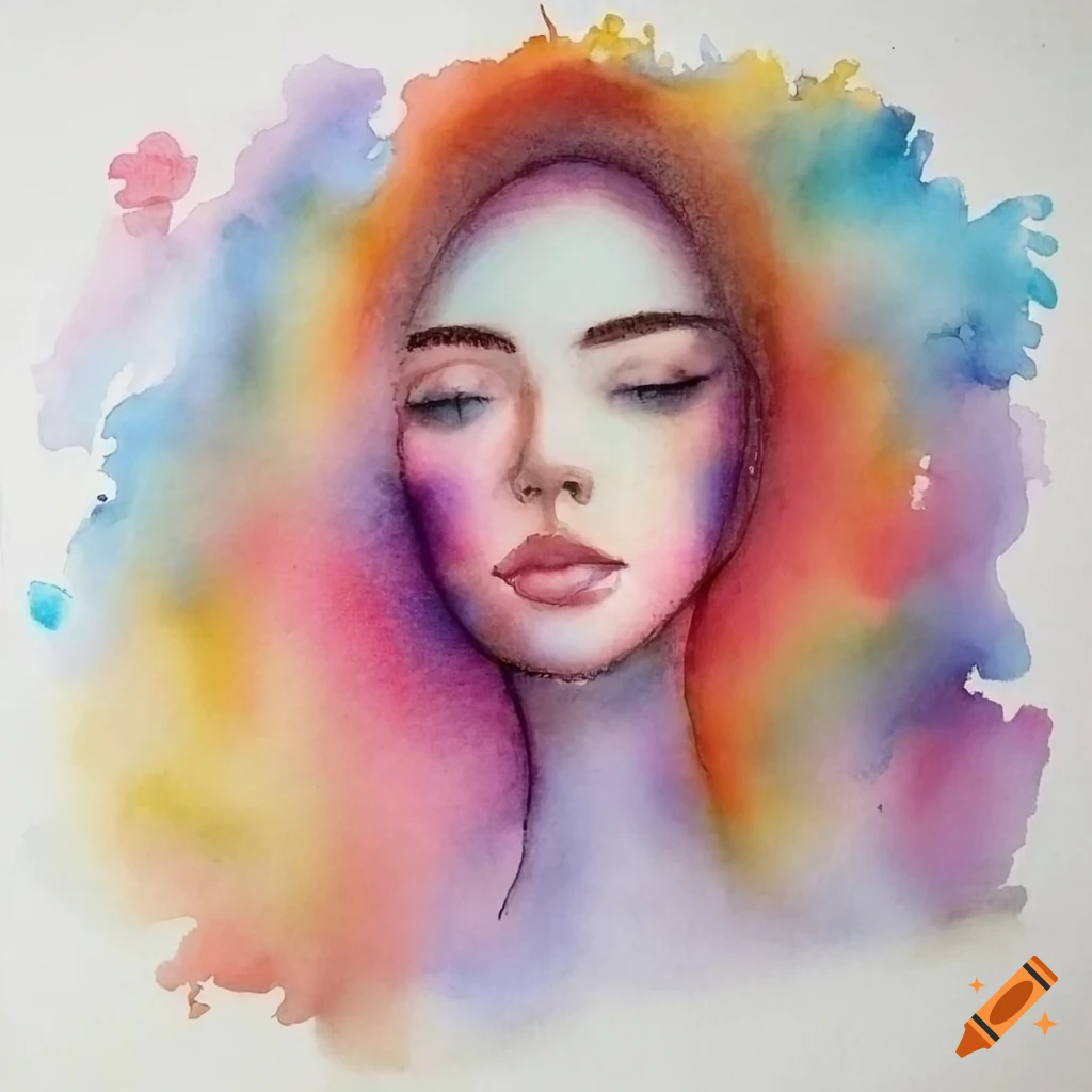 Mature ethereal woman portrait with soft lighting in pastel drawing ...