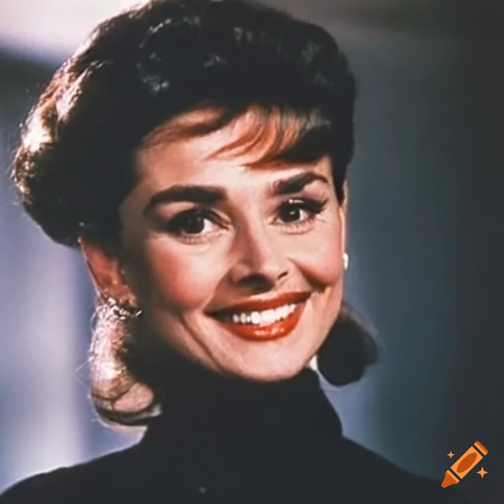 Close-up portrait of young audrey hepburn showcasing emotions and intricate skin texture on Craiyon