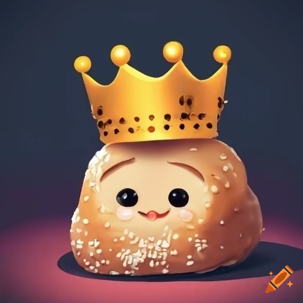 Cute loaf of bread wearing a crown on Craiyon