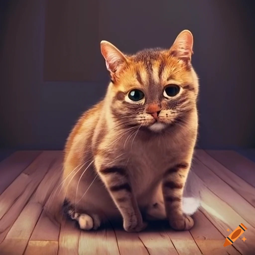 Sad cat sitting on a floor mat on Craiyon