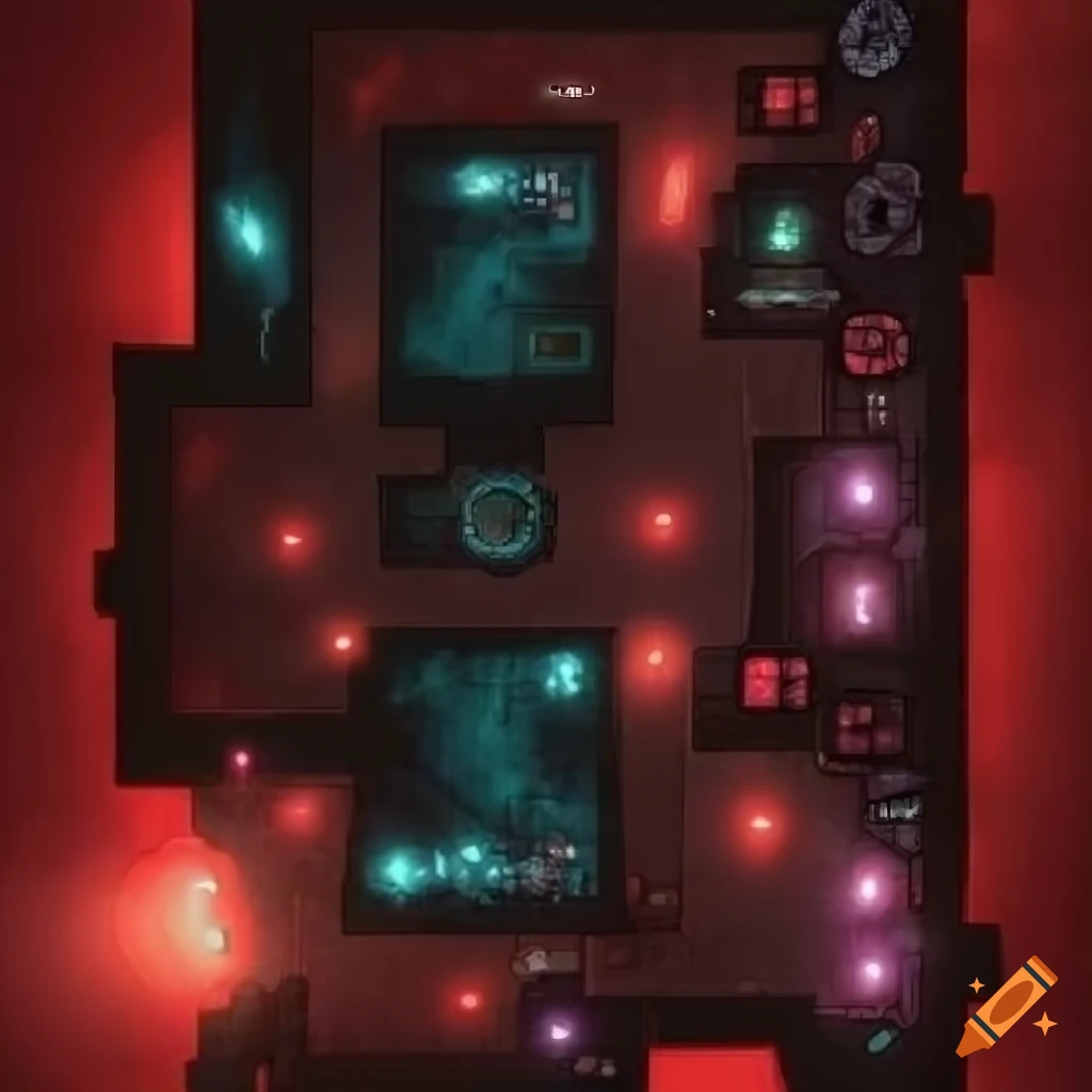 Topdown view of cyberpunk red base layout for a gang's headquarters on ...