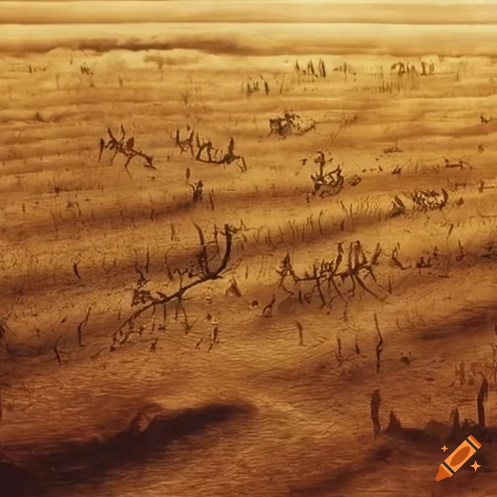 Field of dead crops in the 17th century on Craiyon