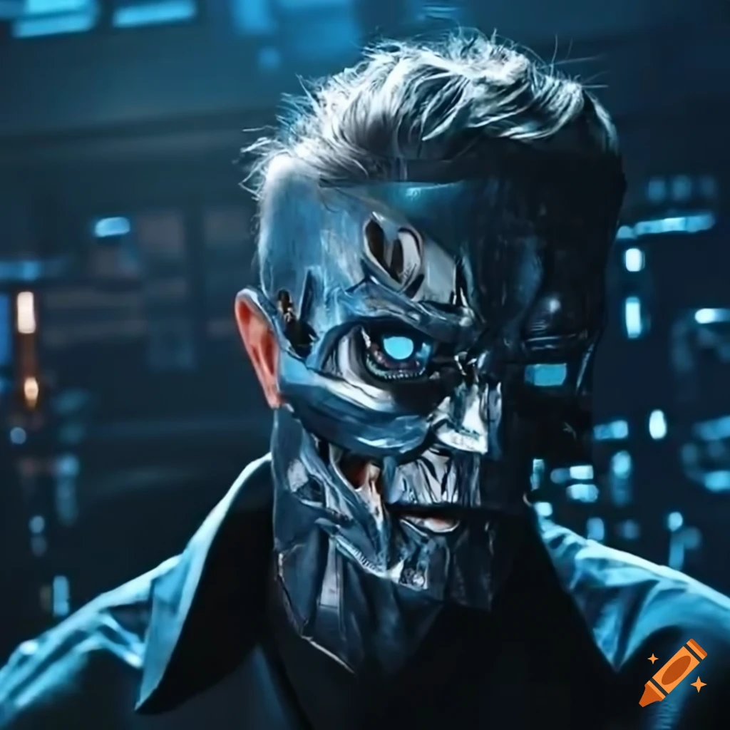 Actor with indiglo green eyes in a sci-fi mashup scene on Craiyon