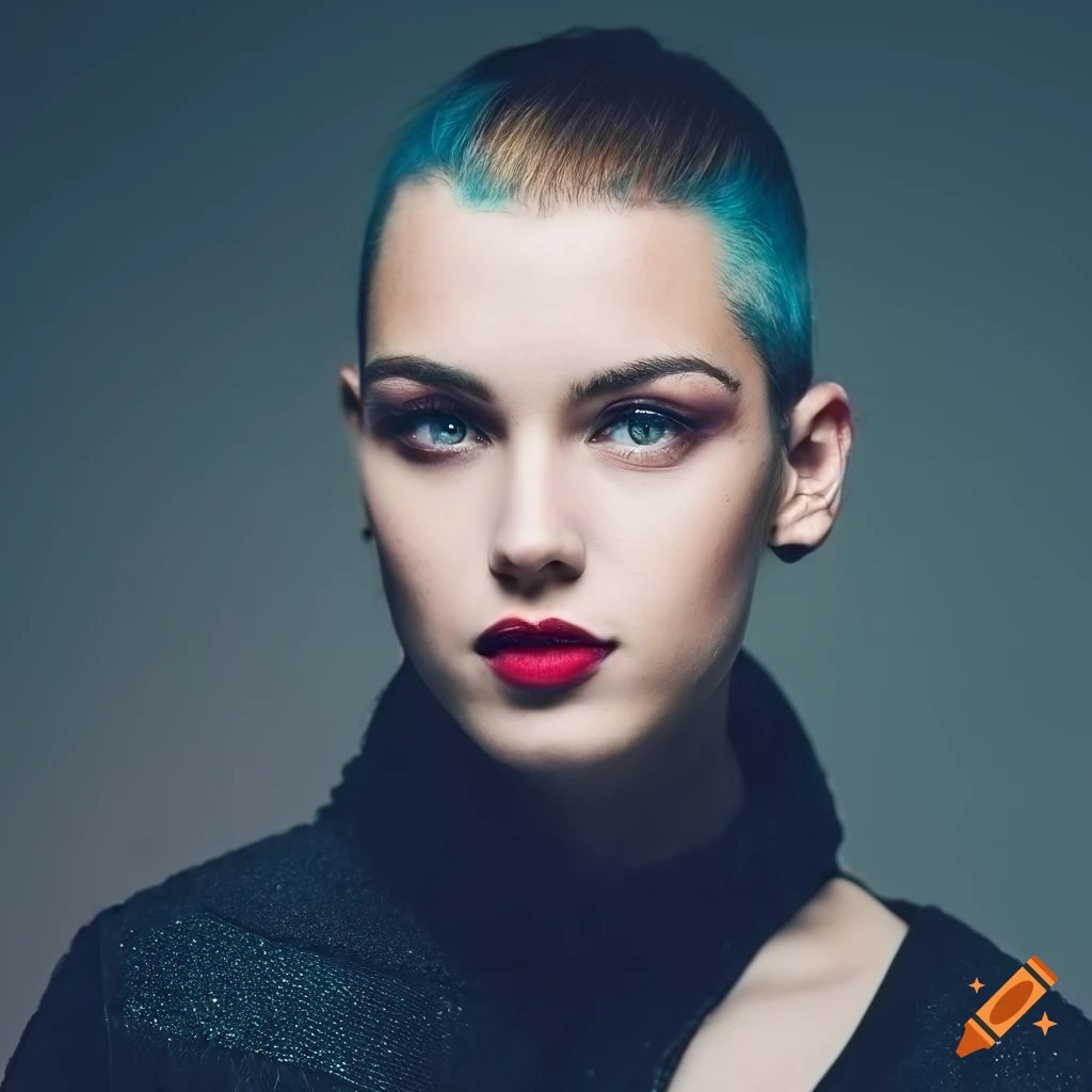 Portrait of a young high fashion model with punk attitude in patrick ...