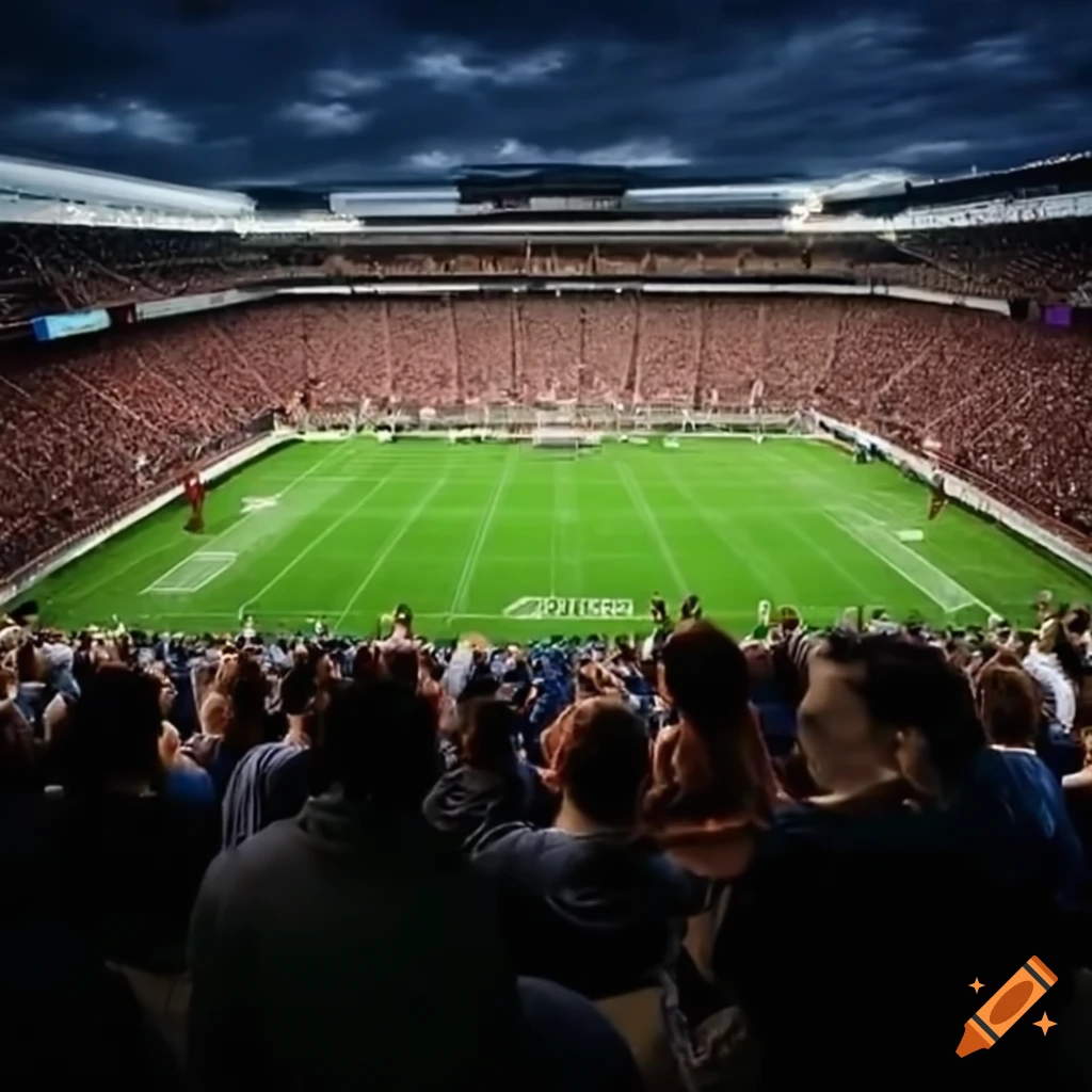 Stadium with audience watching a football game on Craiyon