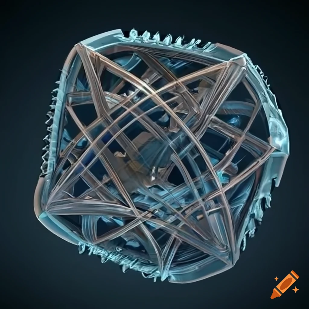Intricate wireframe design of an infinity die in transparency on Craiyon