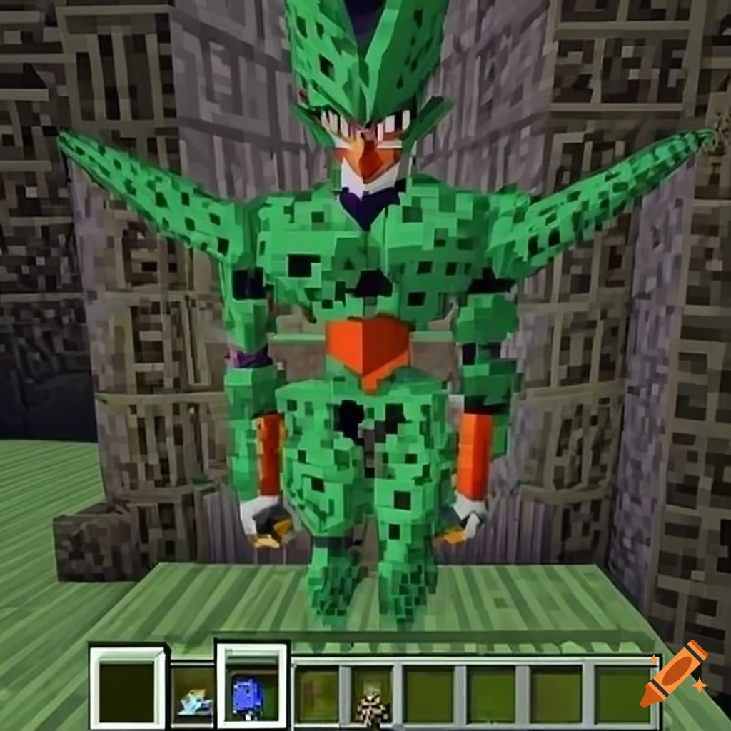 Perfect Cell from Dragon Ball Z in Minecraft furnace style on Craiyon