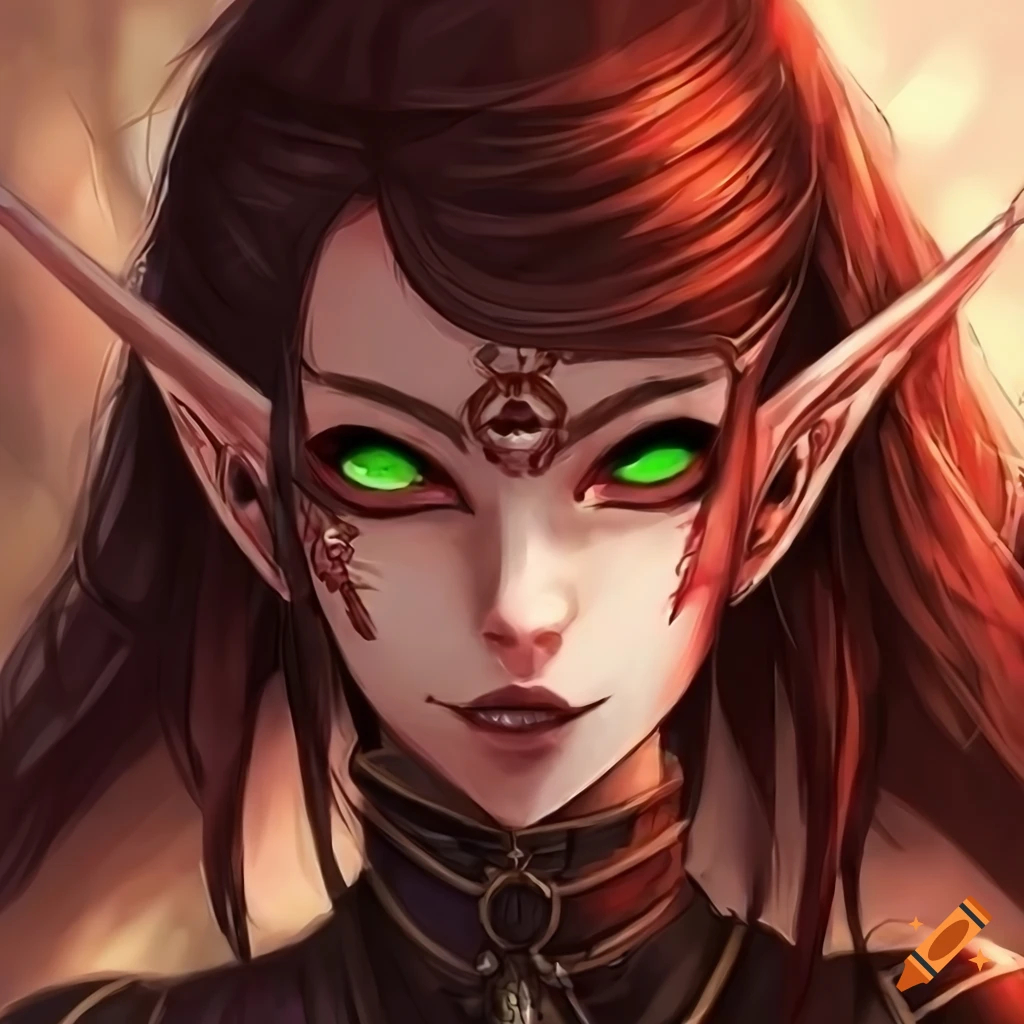 Anime girl evil elf rogue character on Craiyon