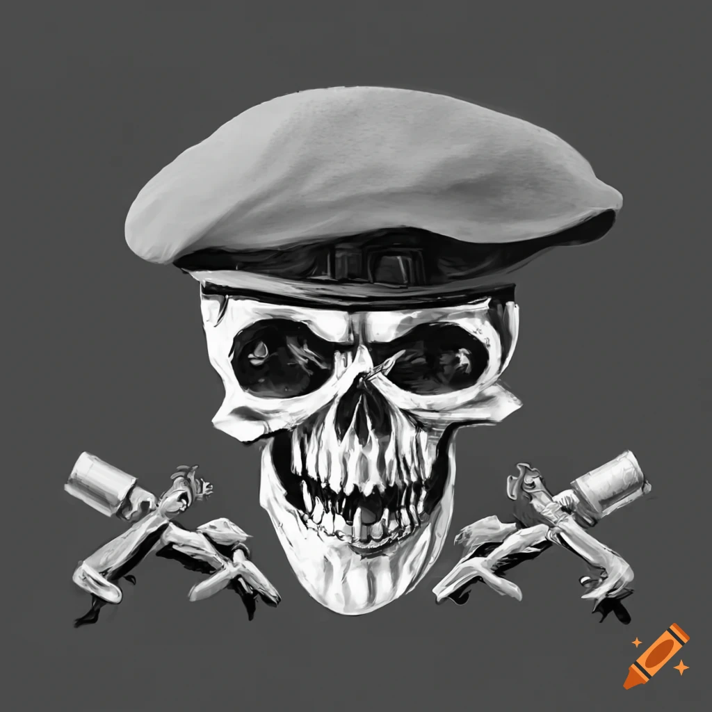 Marine commando logo with skull, beret, and crossed guns on Craiyon