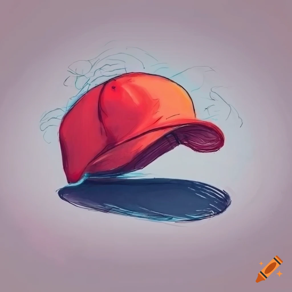 Red cap on a table sketch on Craiyon