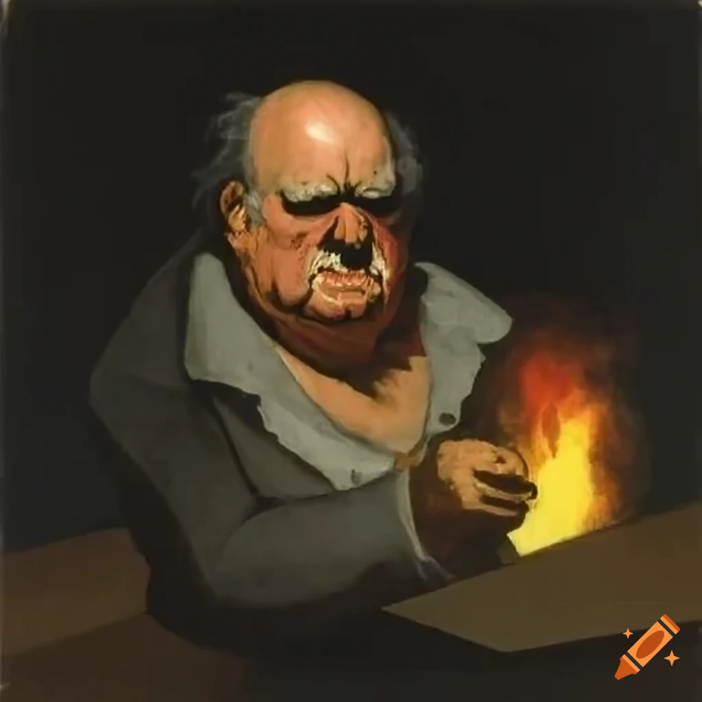 Artistic interpretation of a menacing figure with sharp teeth and ...